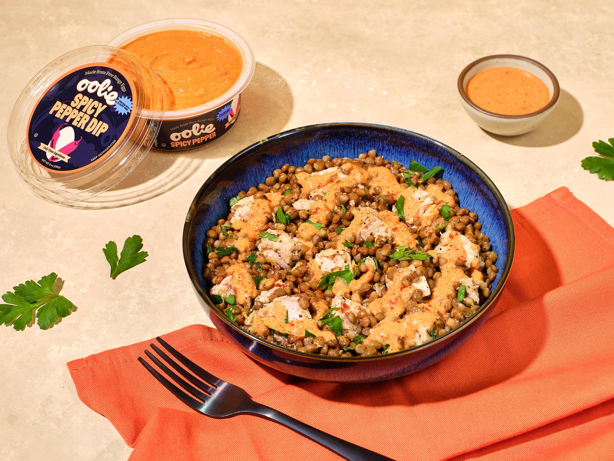 Herby Tuna and Lentil Salad with Red Pepper Dressing Recipe - Oolie